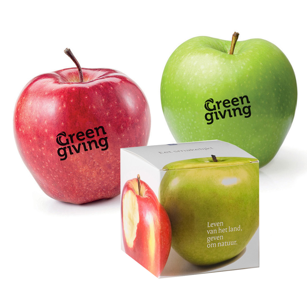 Appel in bedrukt doosje | Eco geschenk - Greengiving.be