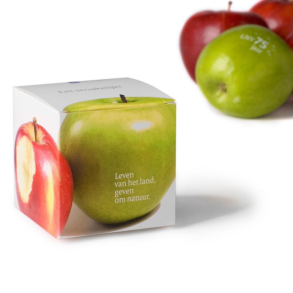 Appel in bedrukt doosje | Eco geschenk | Greengiving - Greengiving.be